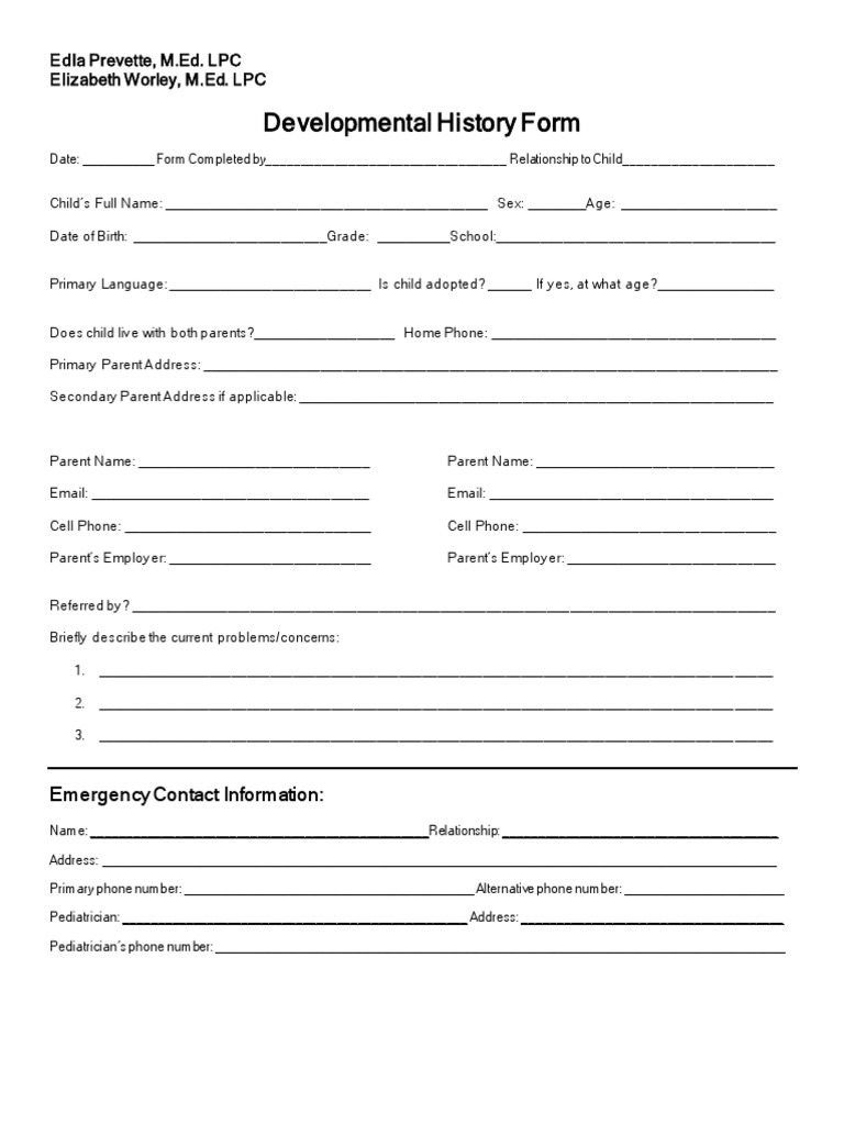 Developmental History Form PDF | PDF | Individualized Education Program ... Developmental History Form PDF | PDF | Individualized Education Program ...