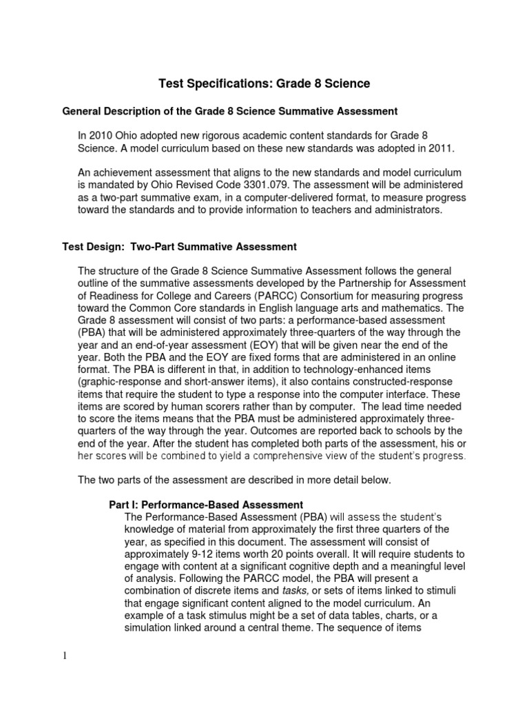 Grade 8 Science Test Specifications | PDF | Plate Tectonics | Reproduction