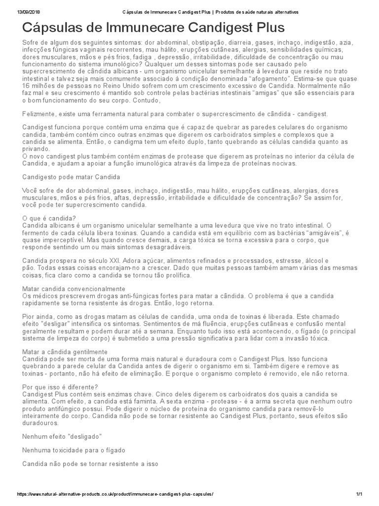 Cápsulas de Immunecare Candigest Plus - Produtos de Saúde Naturais ...