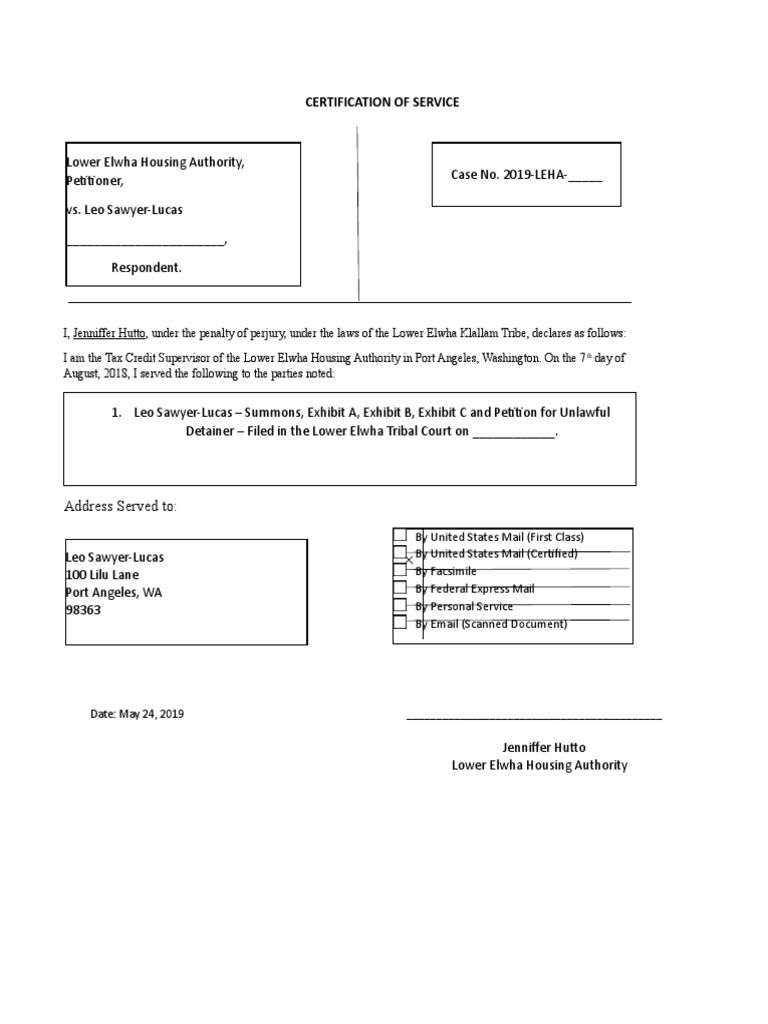 Certification of Service | PDF