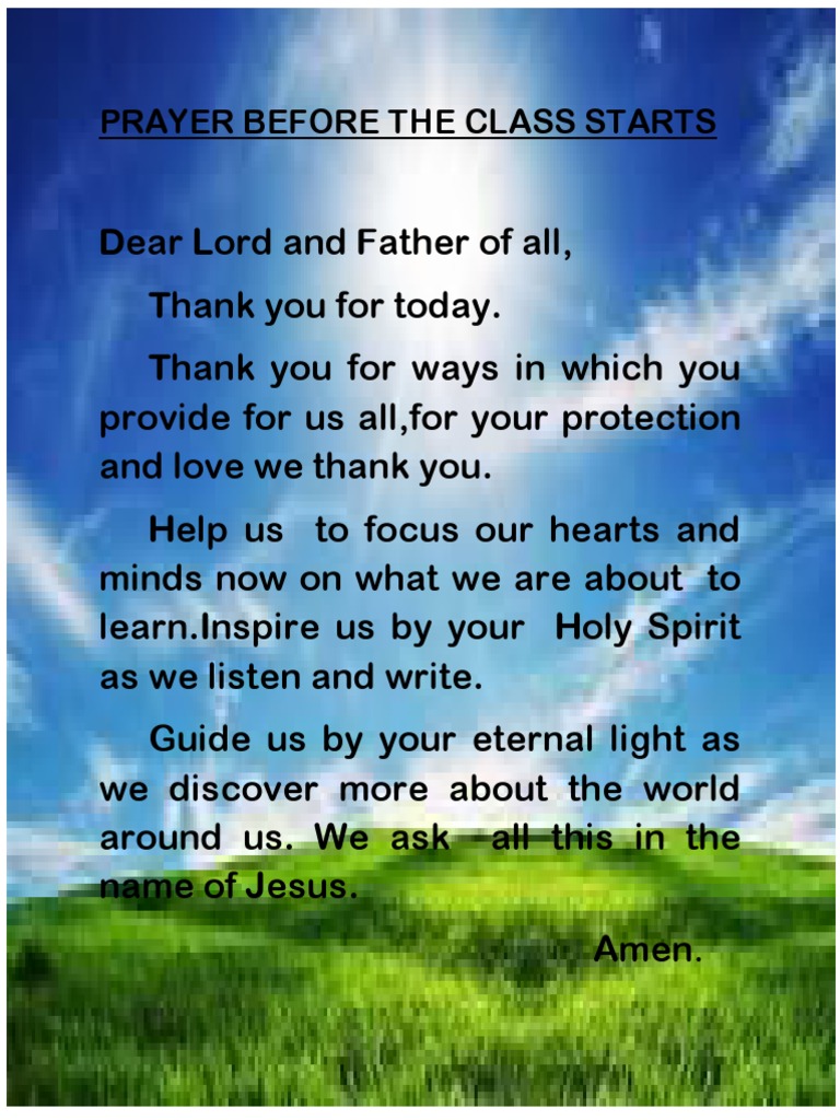 Prayer Before The Class Starts | PDF
