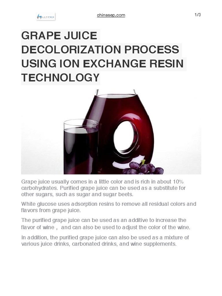 Grape Juice Decolorization Process | PDF | Cooking, Food & Wine | Science & Mathematics