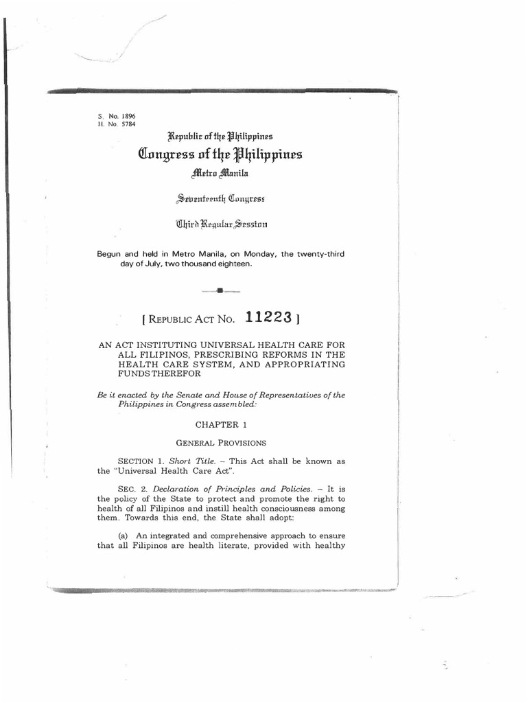 RA 11223 UHC Act Searchable | PDF | Health System | Health Care