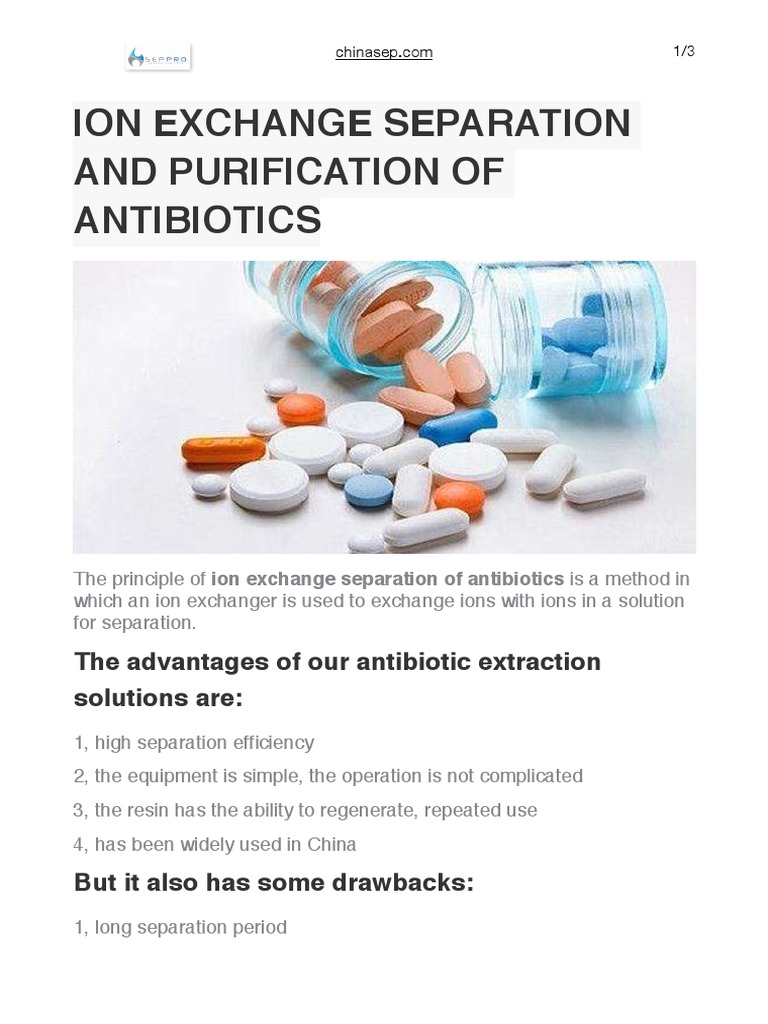 Ion Exchange Separation and Purification of Antibiotics | PDF | Ion ...