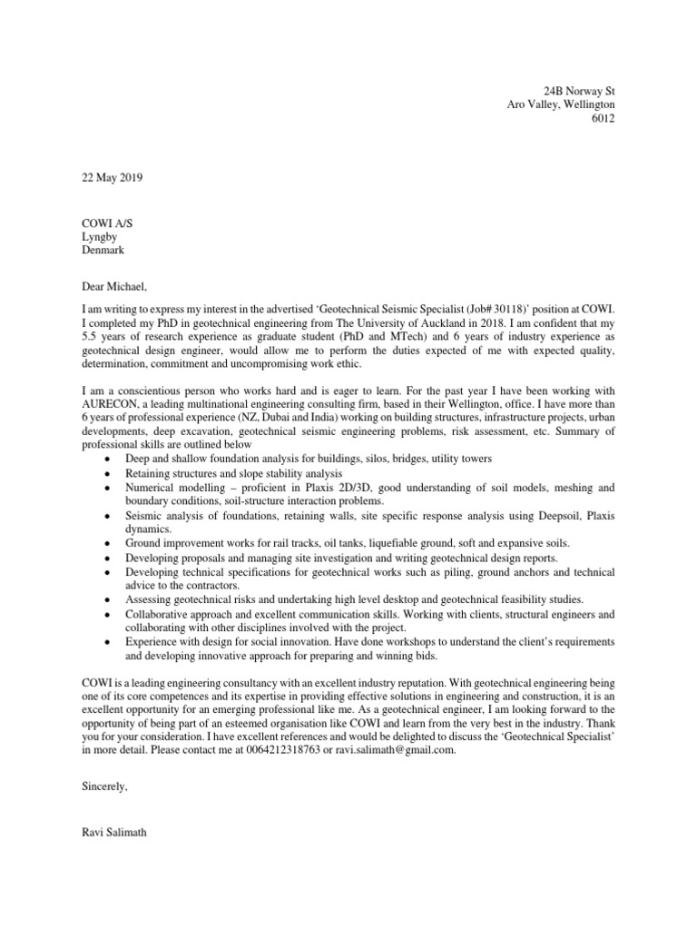 Cover Letter | PDF | Geotechnical Engineering | Engineering