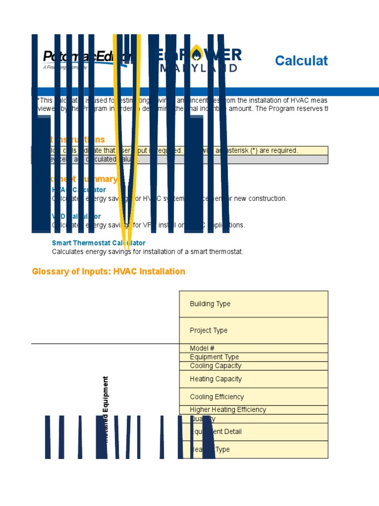 Calculator For HVAC Measures: Input Instructions | PDF | Hvac ...