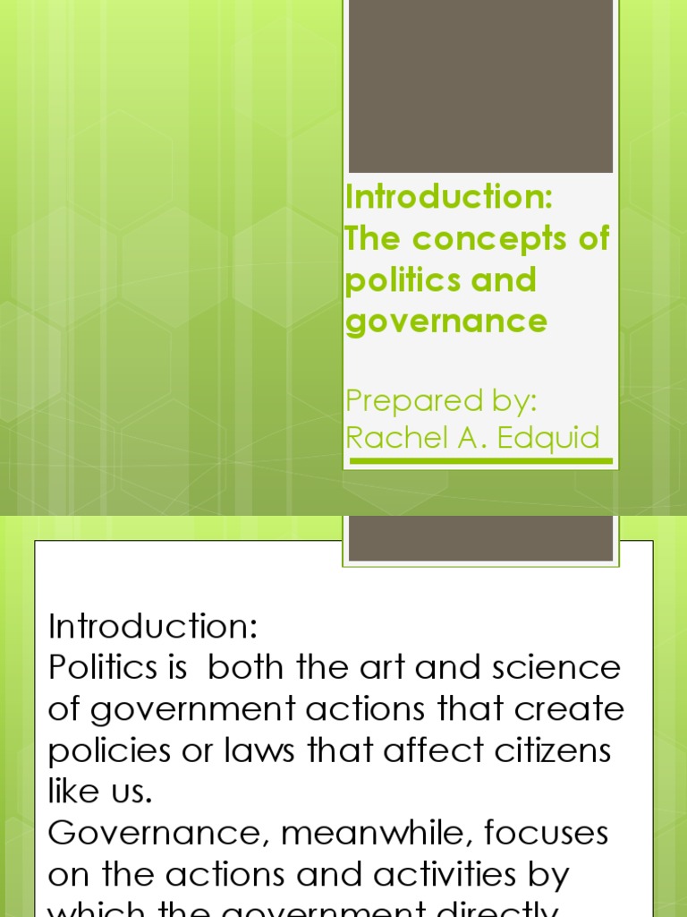 Lesson 1 The Concepts of Politics and Governance | PDF | Political ...