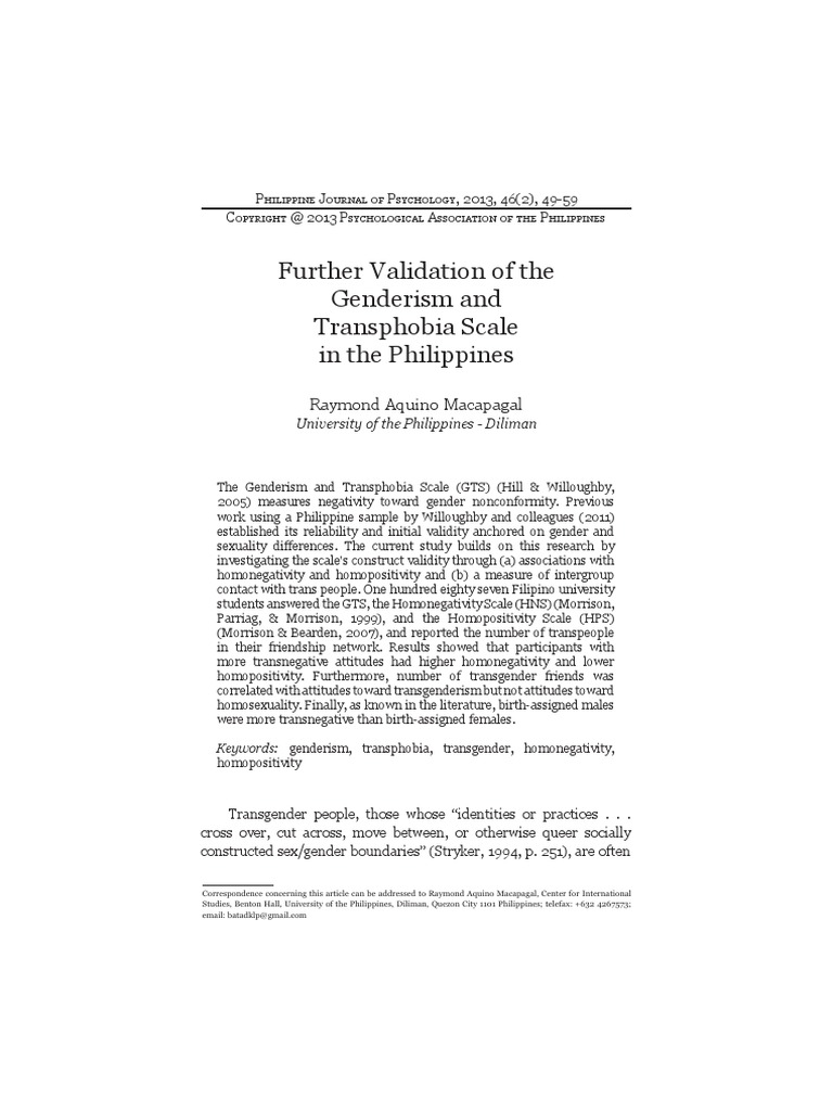 Further Validation of The Genderism and | PDF | Transgender | LGBTQIA+ ...