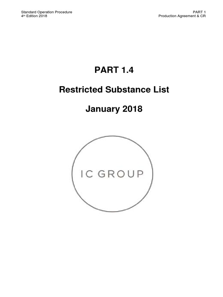 1 4 Restricted Substance List Jan 2018 IC Group | PDF | Chemistry ...