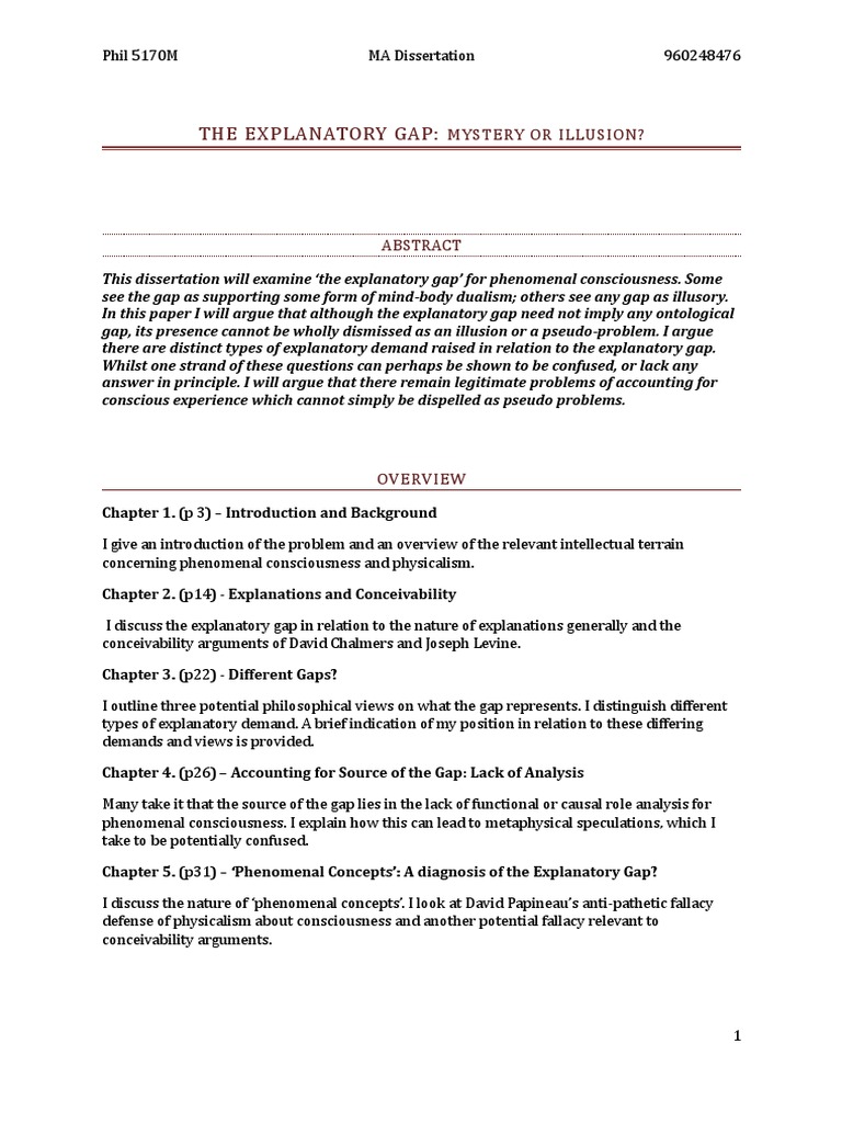 The Explanatory Gap in Consciousness | PDF | Consciousness | Qualia