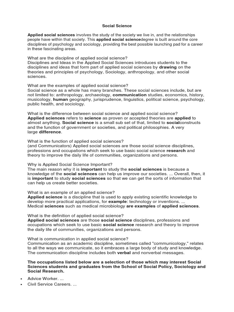An Overview of Applied Social Sciences: Disciplines, Examples, and ...