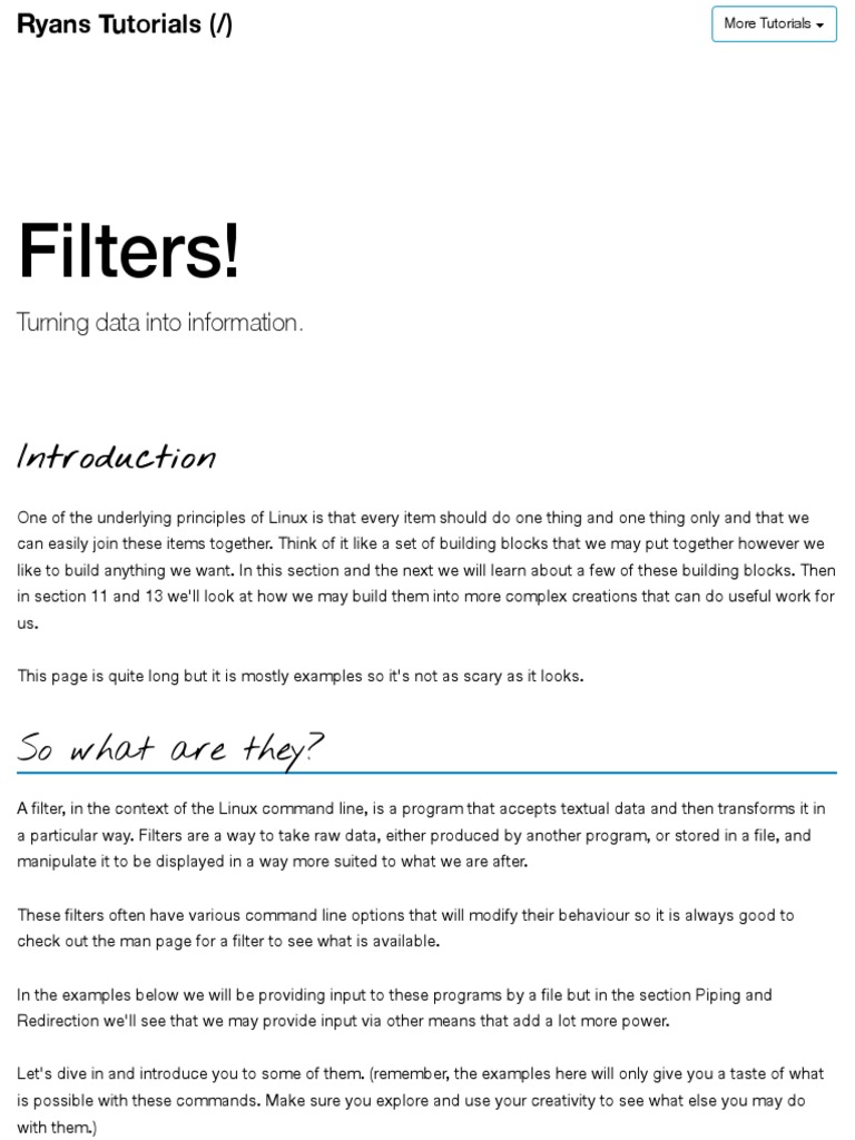 Linux Tutorial - 9. Discover Filters | PDF | Text File | Command Line Interface