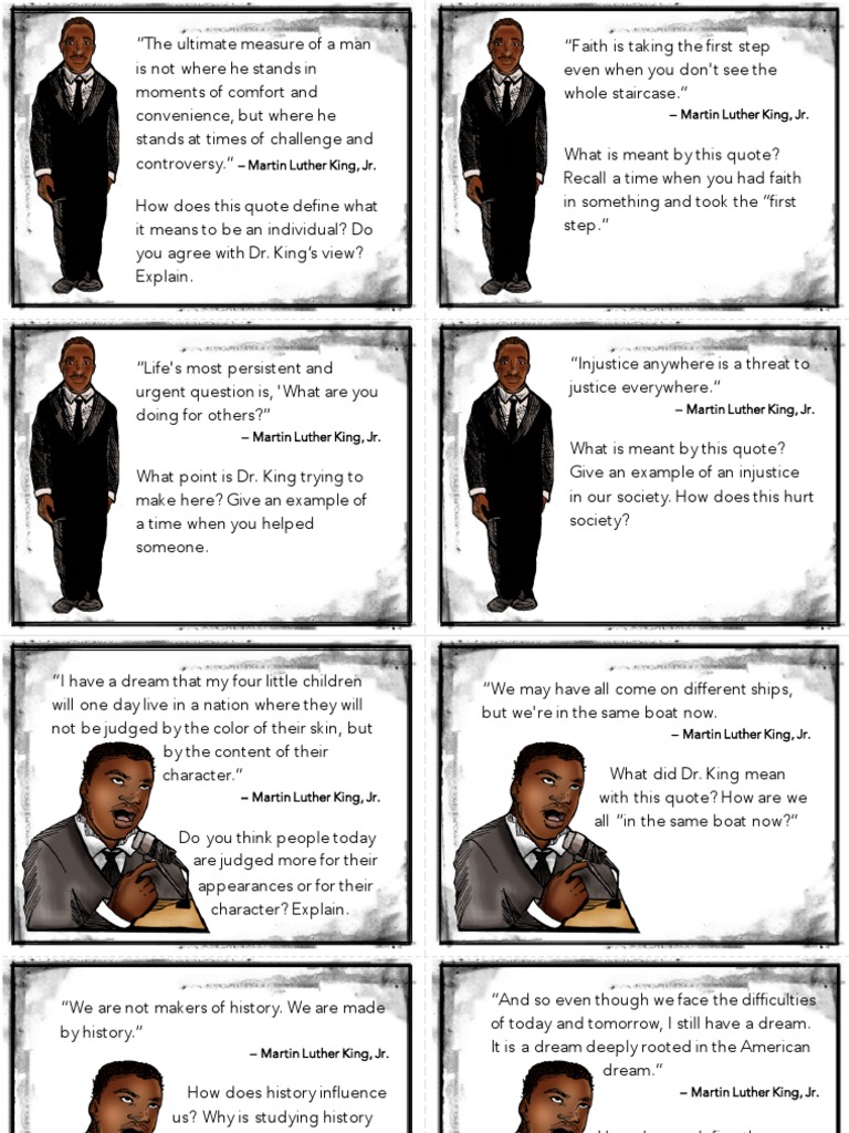Martin Luther King JR Task Card Journal Prompts | PDF | Martin Luther ...