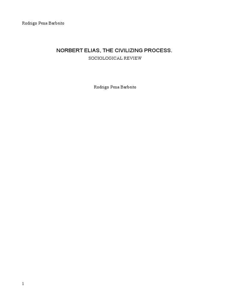 Norbert Elias The Civilizing Process. So PDF | PDF | Civilization ...