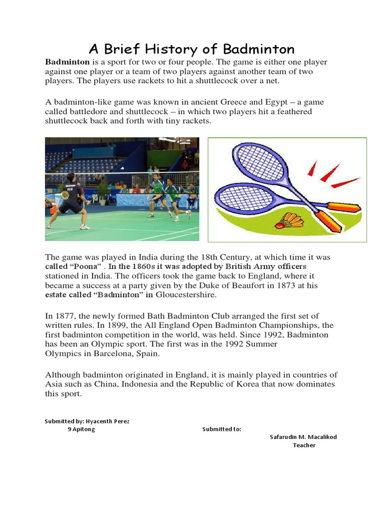 A Brief History of Badminton | PDF