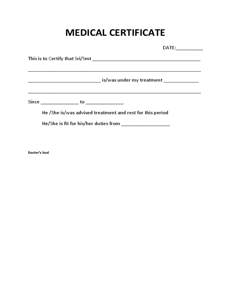 Medical Leave Certificate | PDF | Health Care | Medicine