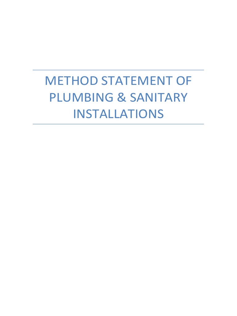 Plumbing Method Statement | Plumbing | Pipe (Fluid Conveyance)