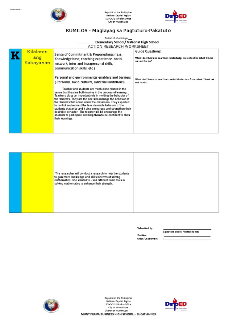 Kumilos Worksheet 1 | PDF | Teaching Method | Teachers