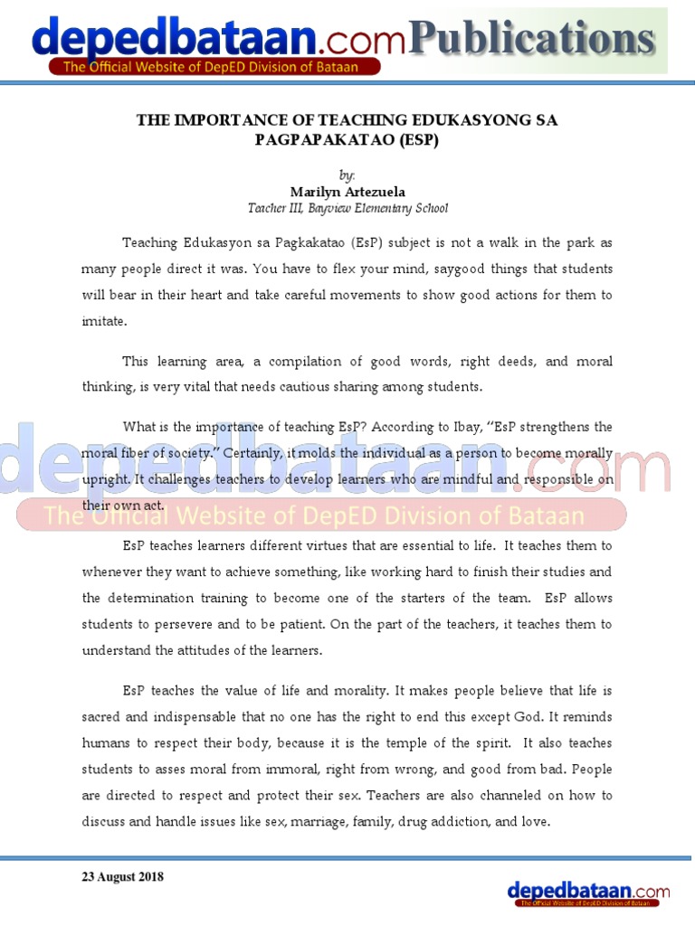 Esp Publication Deped Bataan | PDF | Morality | Learning