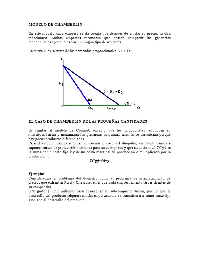 Modelo de Chamberling de Pequeñas Cantidades | PDF | Oligopolio | Precios
