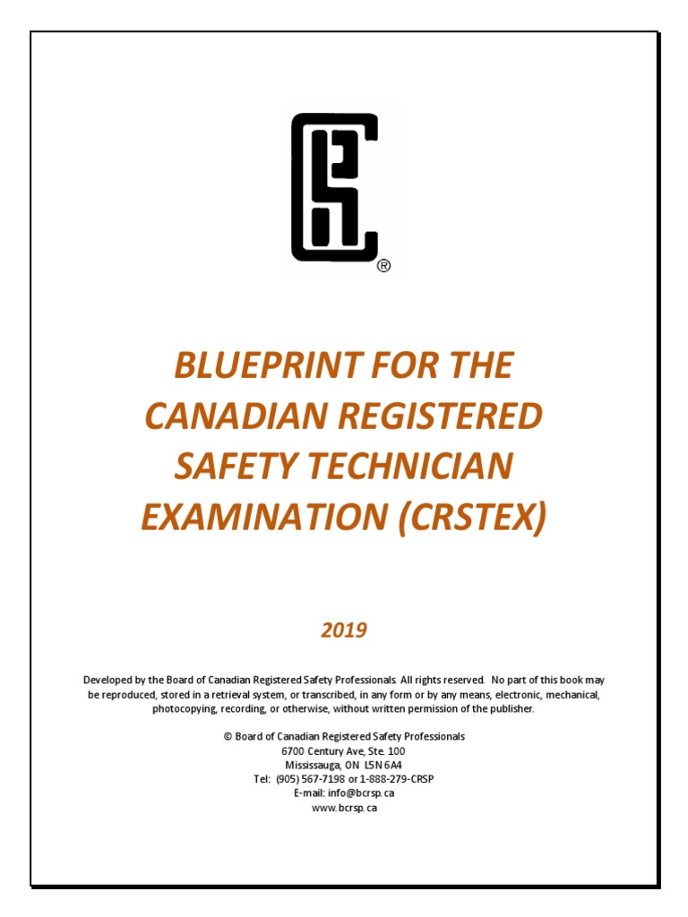 BCRSP CRST Examination Blueprint | PDF | Occupational Hygiene | Test ...