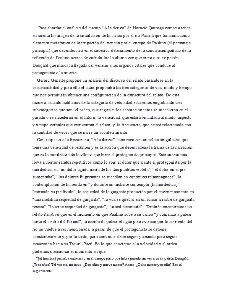 Análisis de a La Deriva de Horacio Quiroga