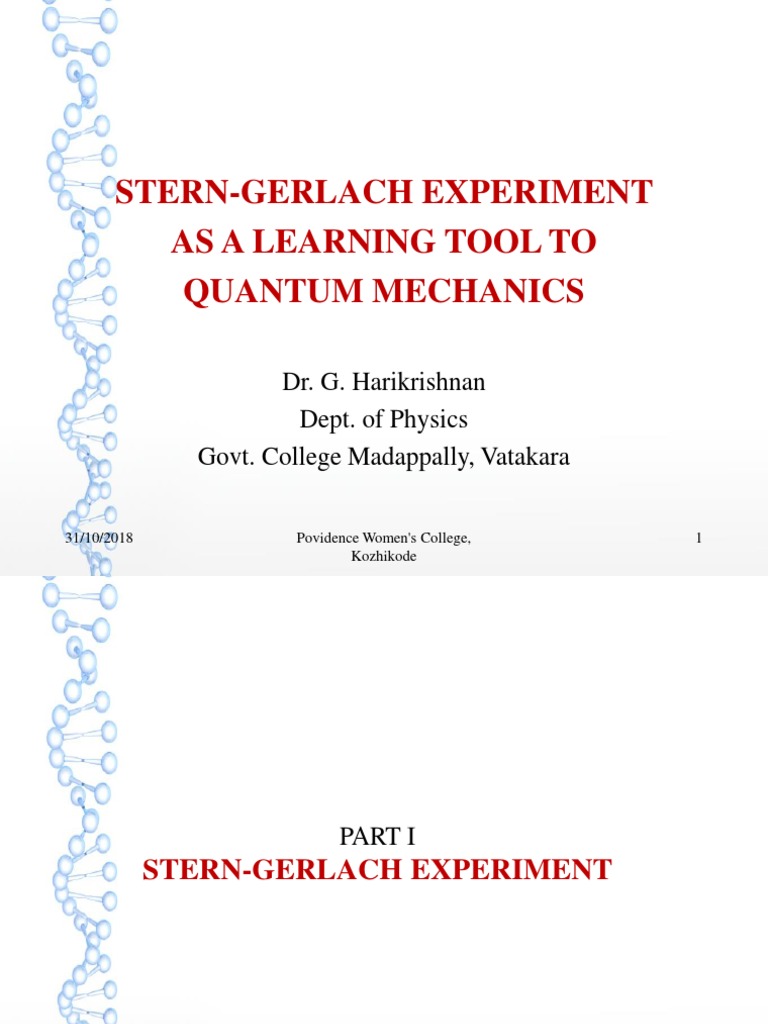 Stern Gerlach Experiment As A Learning Tool To Quantum Mechanics | PDF ...
