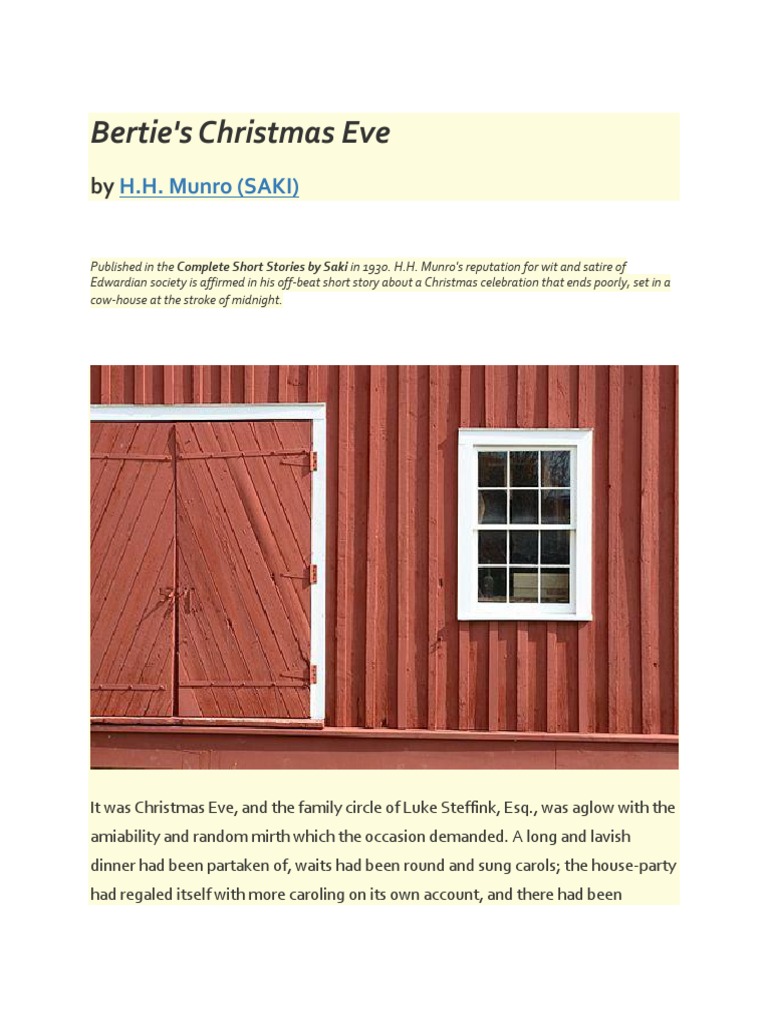 Bertie's Christmas Eve: H.H. Munro (SAKI) | PDF