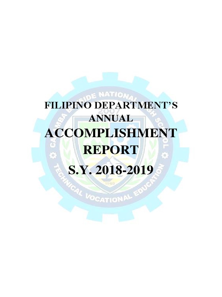 Accomplishment Report Filipino 2018 2019 | PDF | Newspaper Publishing ...