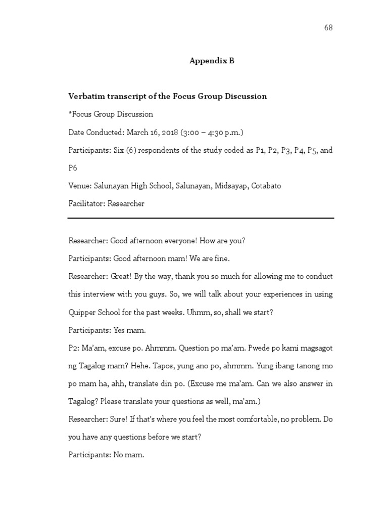 Appendix B. Verbatim Transcript | PDF | Communication | Business