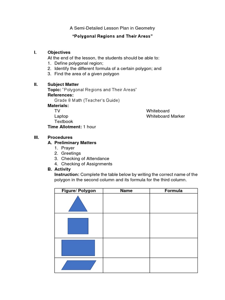 Lesson Plan Geometry Masteral | PDF