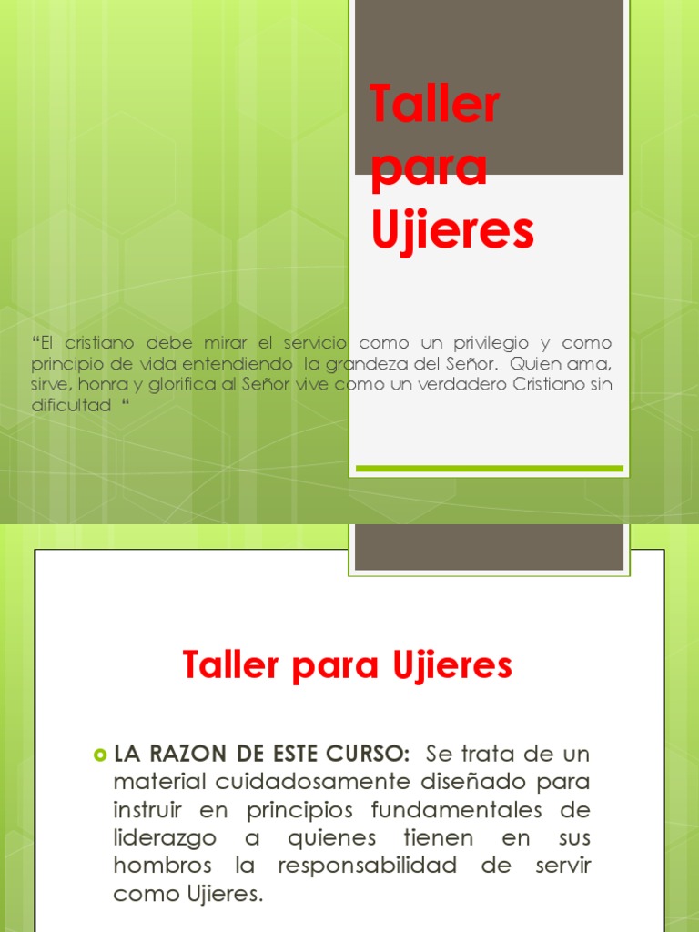 Taller para Ujieres Cristianos | PDF | Cristo (título) | Jesús