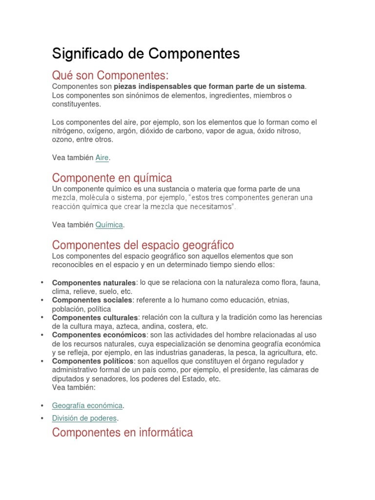 Significado de Componentes | PDF | Comunicación | Atmósfera de tierra