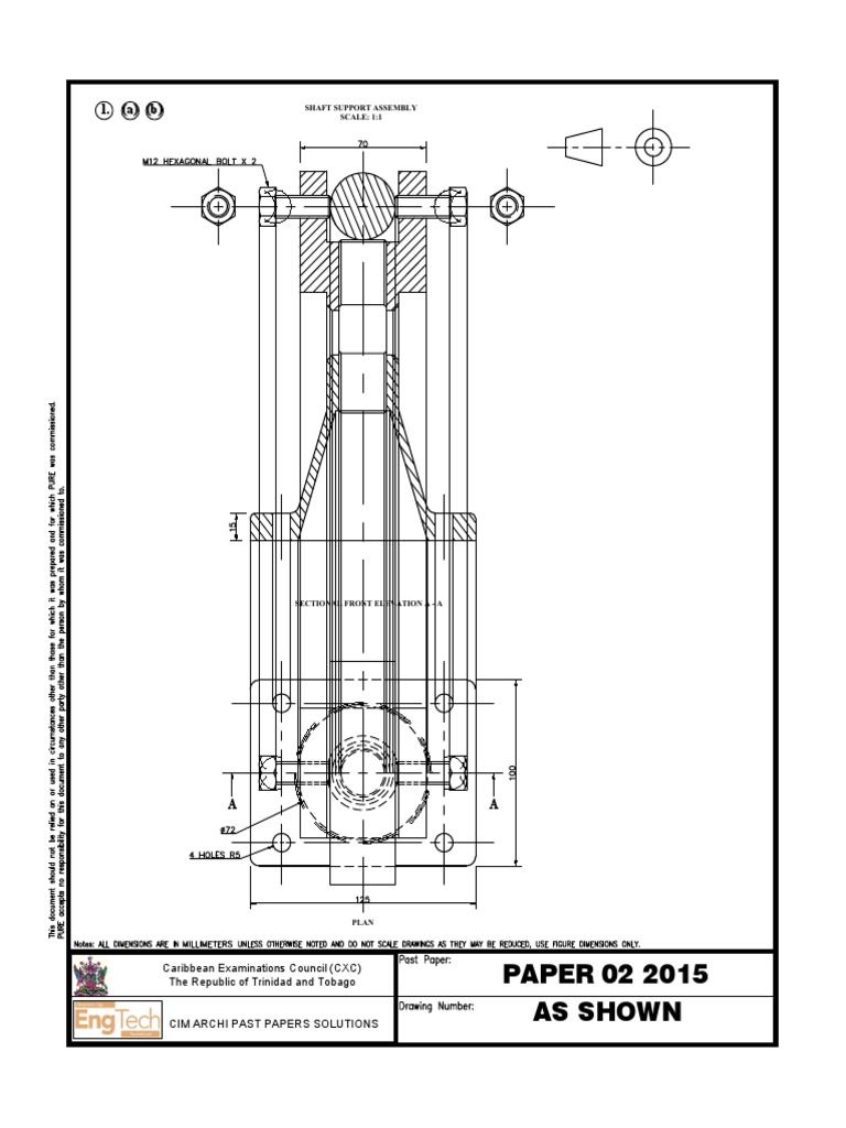 CSEC Technical Drawing (Option B - Mechanical Drawing) Past Paper ...
