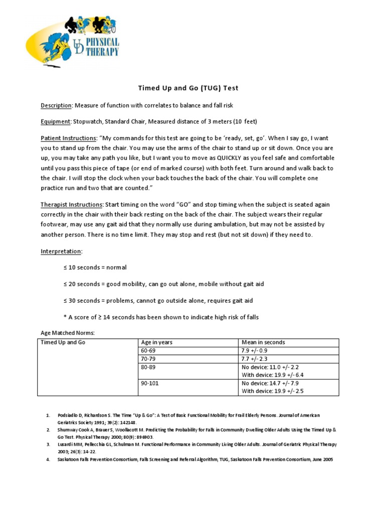Timed Up and Go (TUG) Test | PDF | Chair | Geriatrics