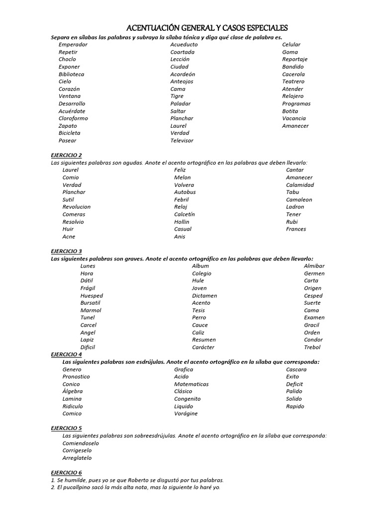 Acentuación General y Casos Especiales | PDF | Naturaleza