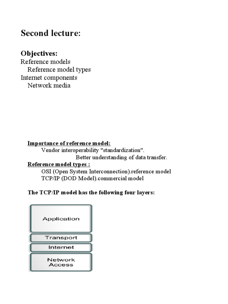 Second Lecture Pdf Internet Protocol Suite Osi Model