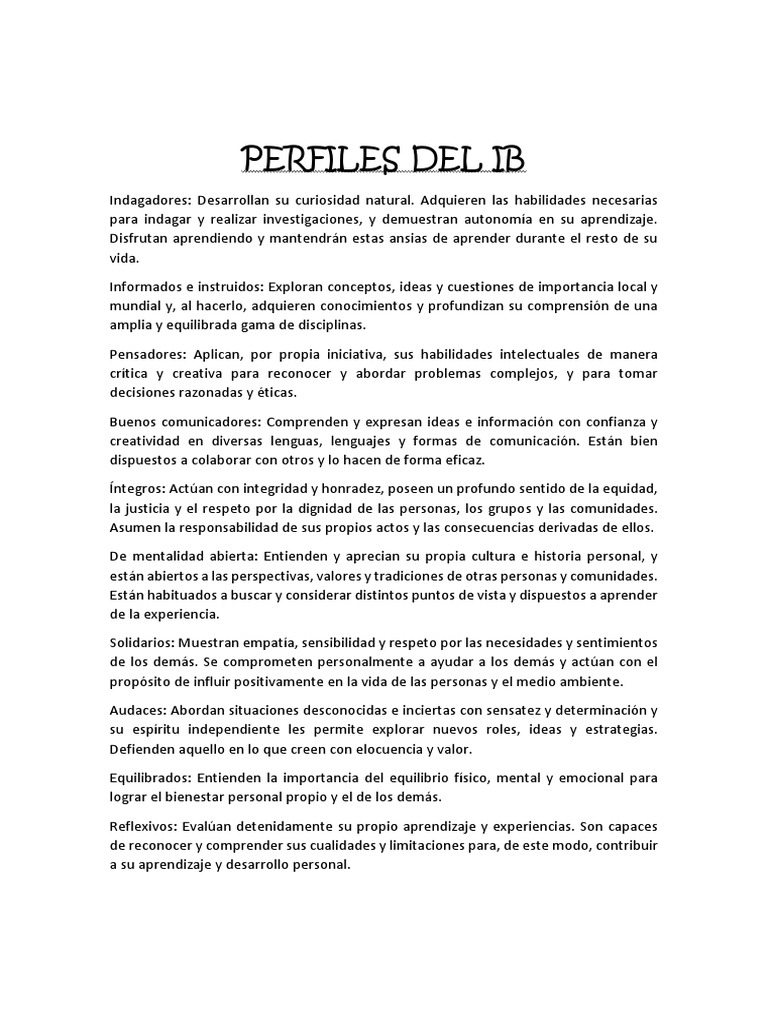 Perfiles Del Ib | PDF