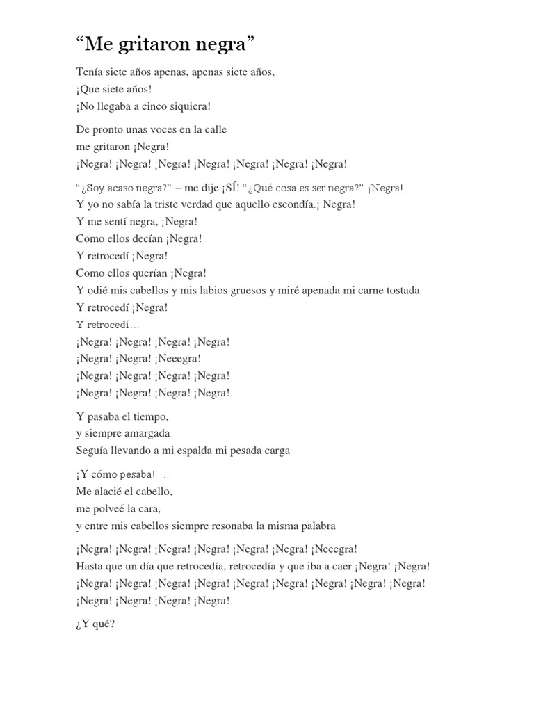 Soy Negra: Poema de Victoria Santa Cruz | PDF