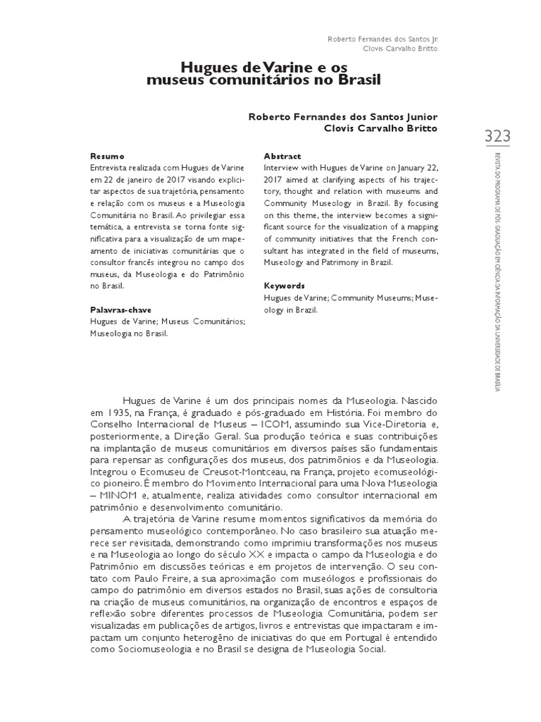 Hugues de Varine e Os Museus Comunitarios No Brasil - Roberto Clovis ...
