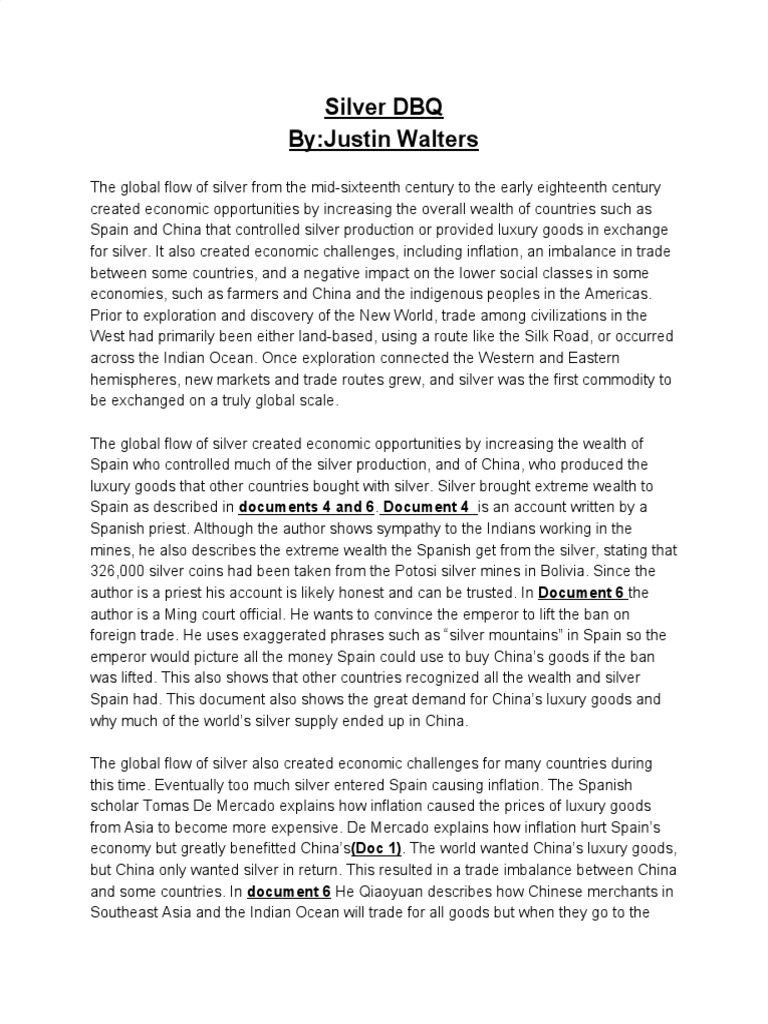 Silver DBQ | PDF | Trade | Inflation