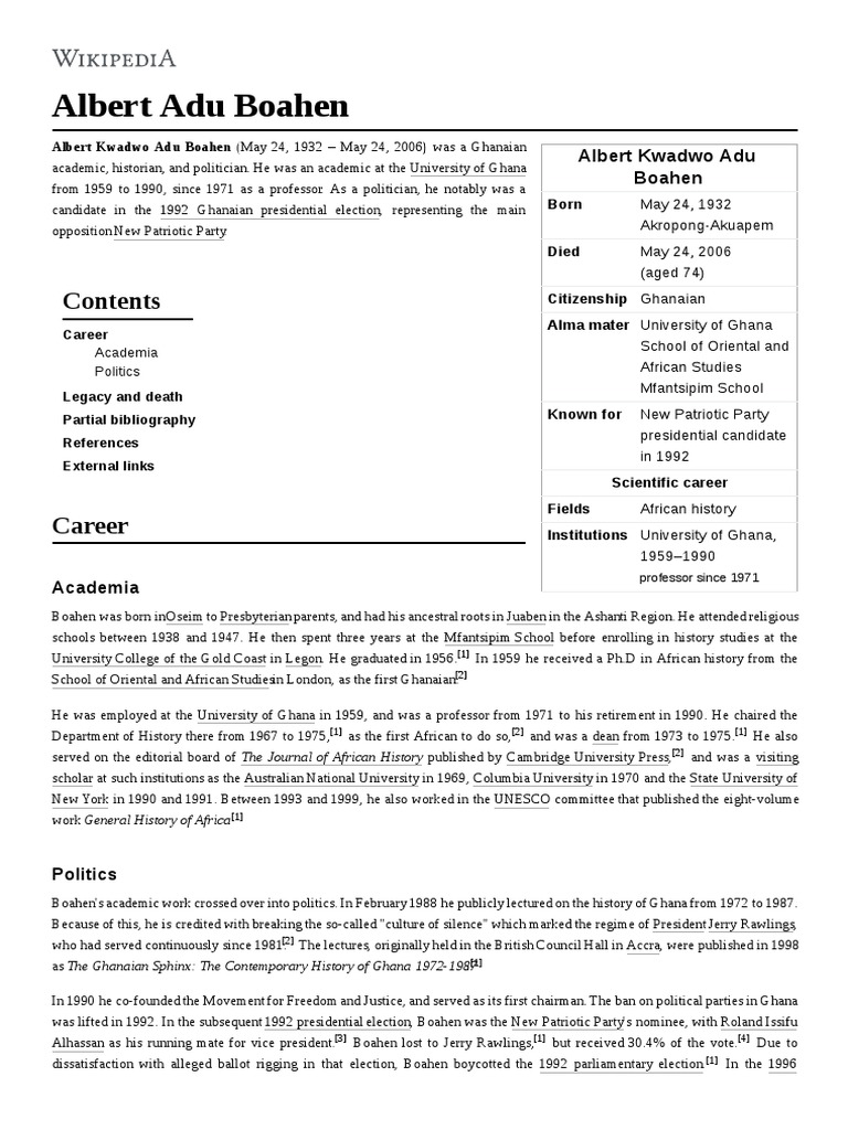 Albert Adu Boahen PDF | PDF | Elections | Government