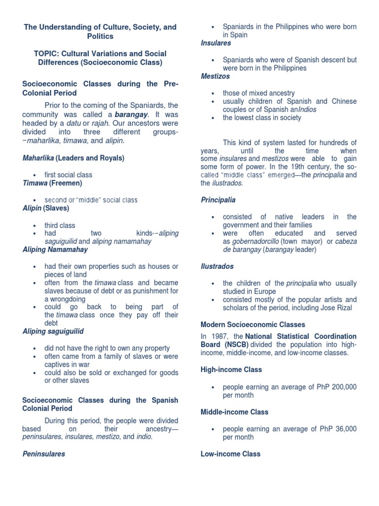 2nd Topic in Understanding Culture Handout | PDF | Philippines