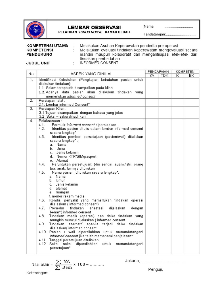 Lembar Observasi Kompetensi Bedah | PDF