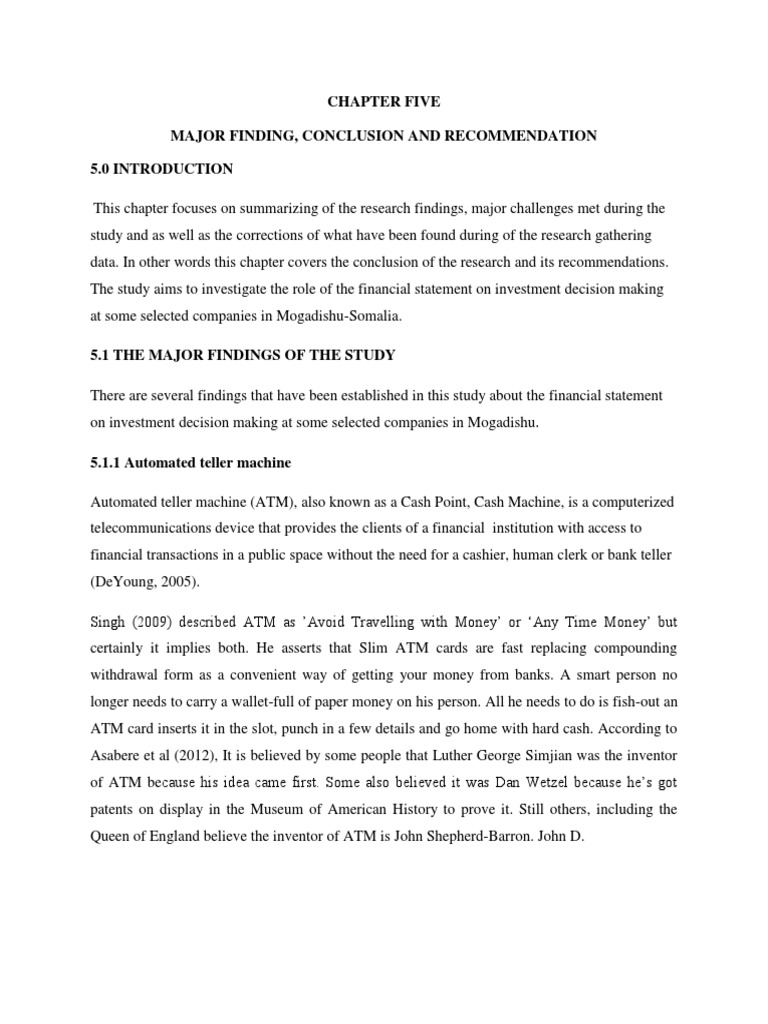 Chapter Five Banking Report | Download Free PDF | Automated Teller ...