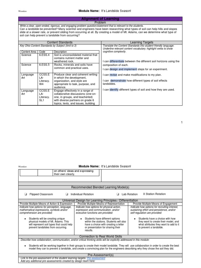 Final Unit Plan | PDF | Landslide | Learning