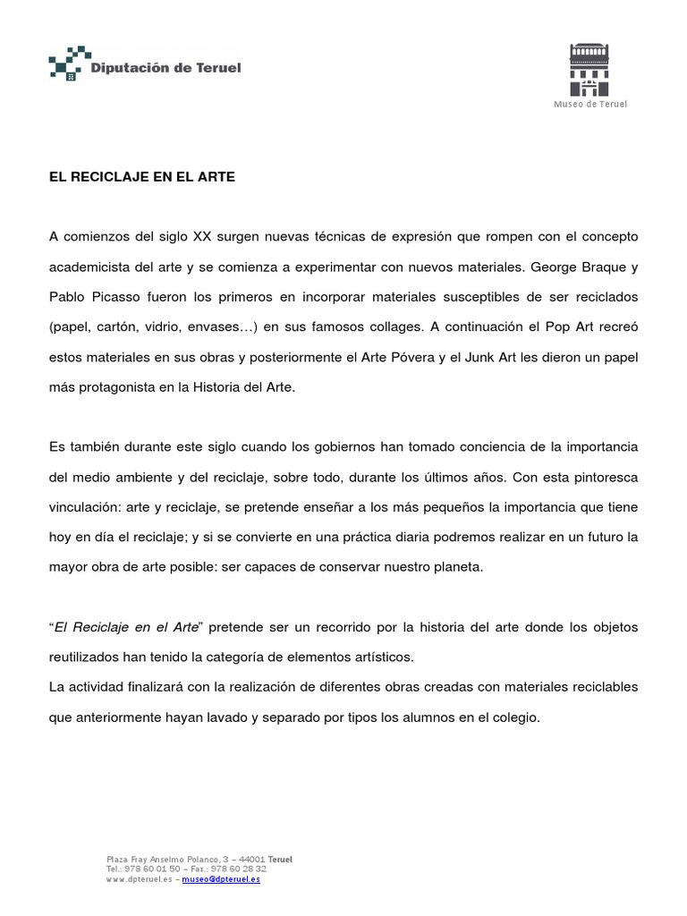 El Reciclaje en El Arte | PDF | Reciclaje | Residuos