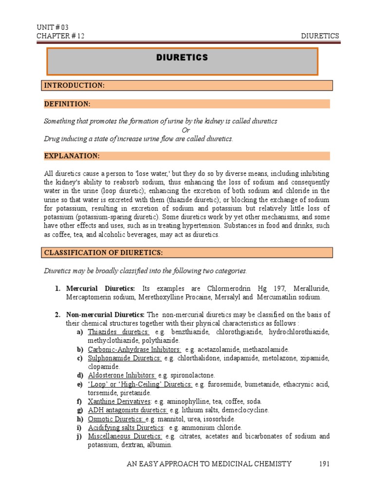 19-Diuretics | PDF | Pharmacology | Chemistry