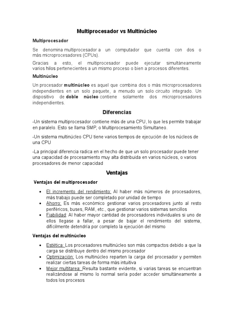 Comparativa entre sistemas multiprocesador y multinúcleo: diferencias ...