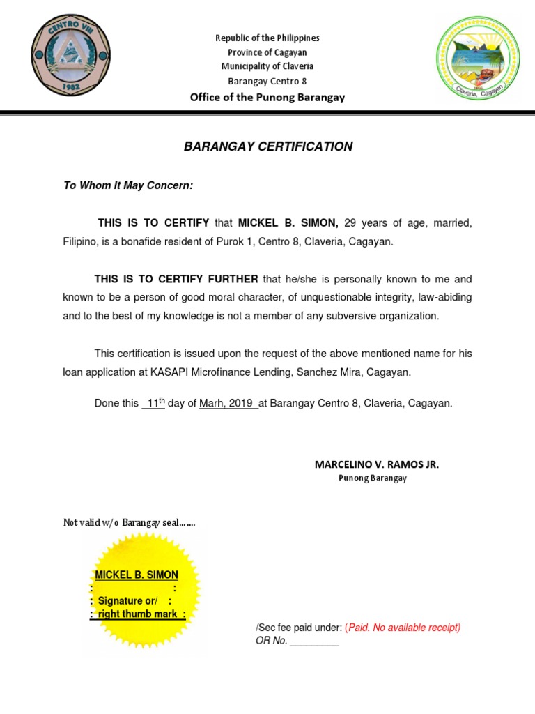 Barangay Clearance 2018 | PDF